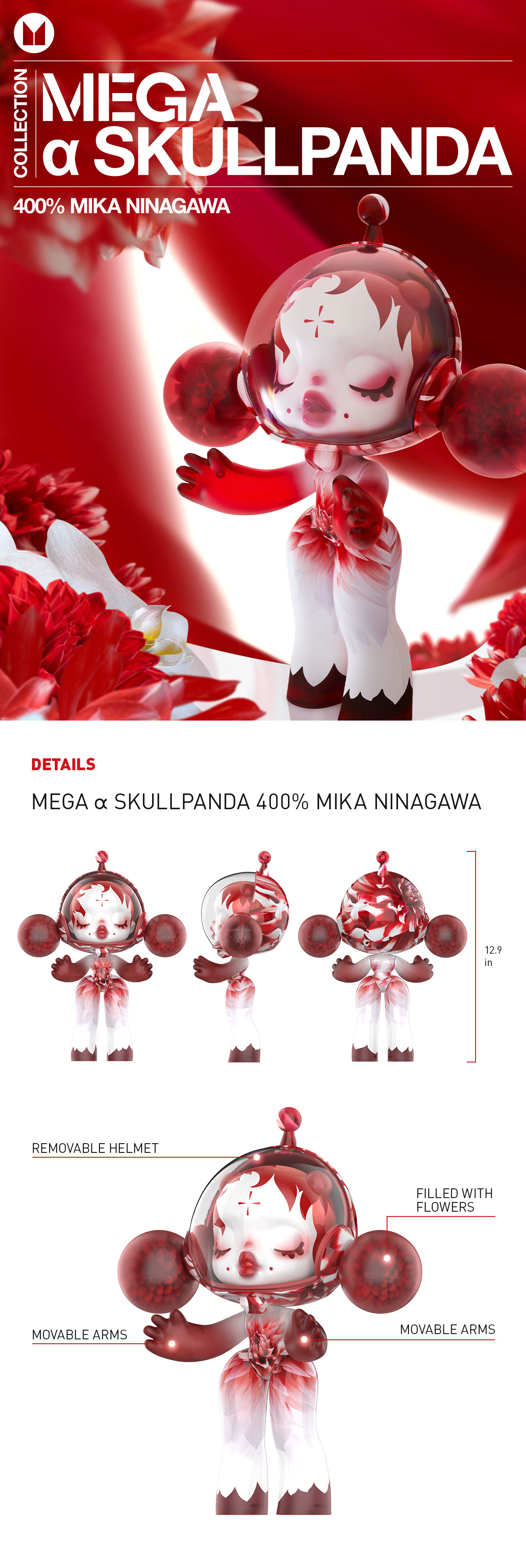 MEGA α SKULLPANDA 400% Mika Ninagawa - POP MART (United States)