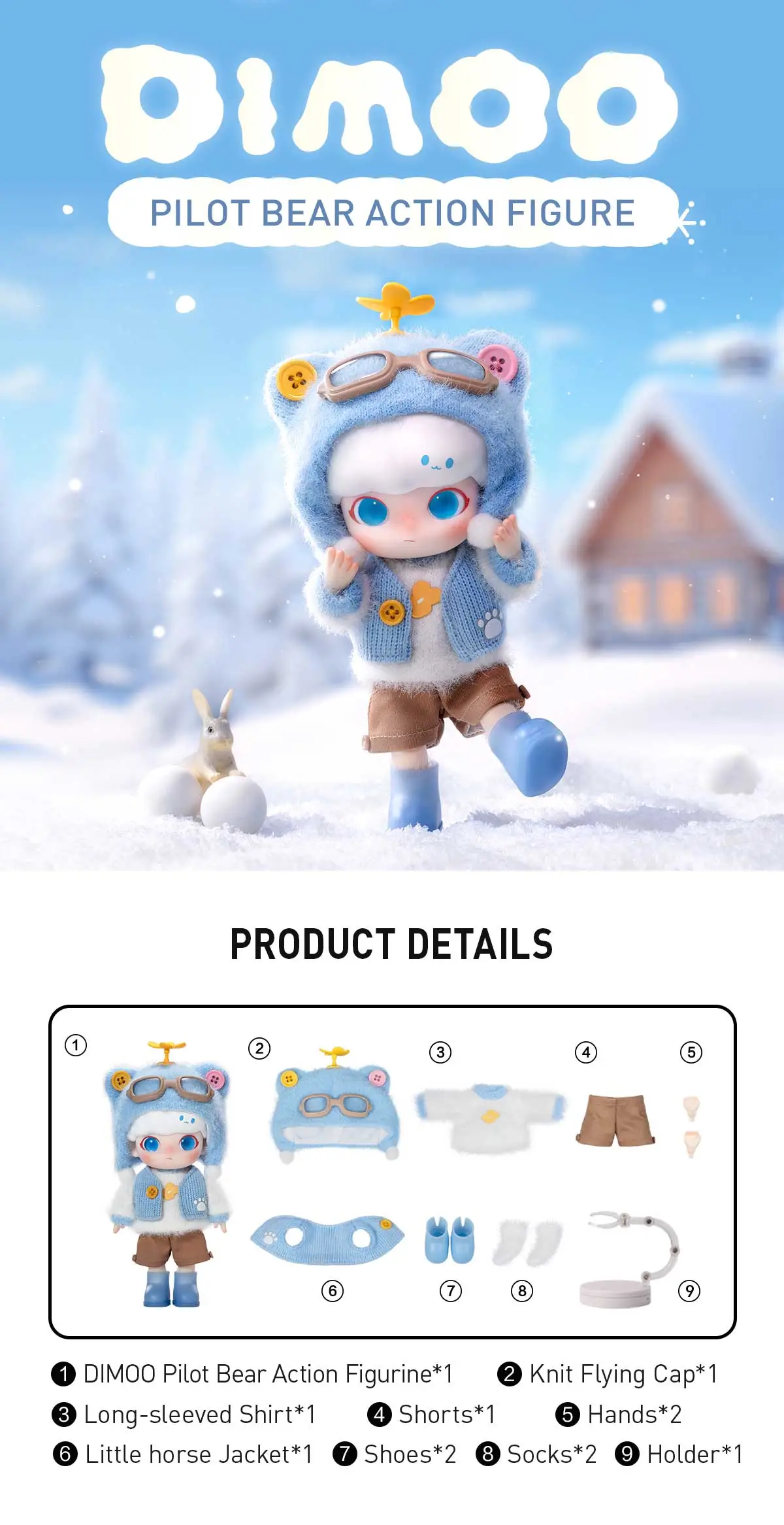 DIMOO Pilot Bear Action Figure | Designer Figure - POP MART (United States)