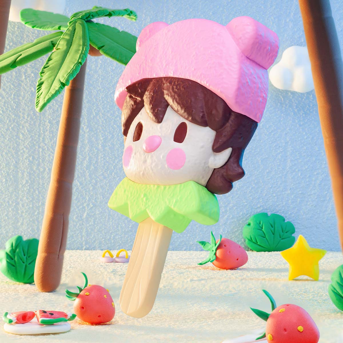 Over＄99 Gift - Sweet Bean Strawberry Milk Chocolate Ice Cream Figure ...