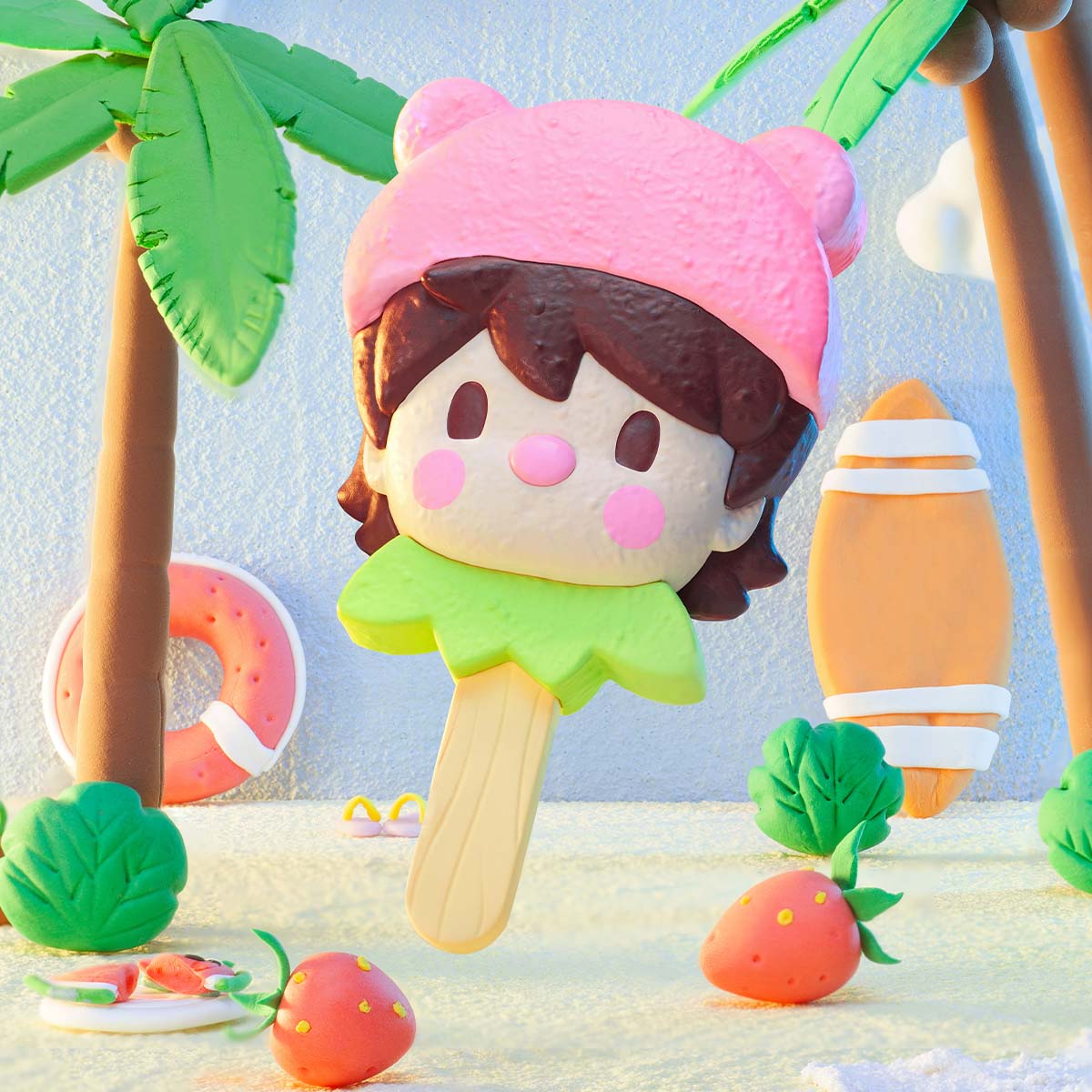 Over＄99 Gift - Sweet Bean Strawberry Milk Chocolate Ice Cream Figure ...