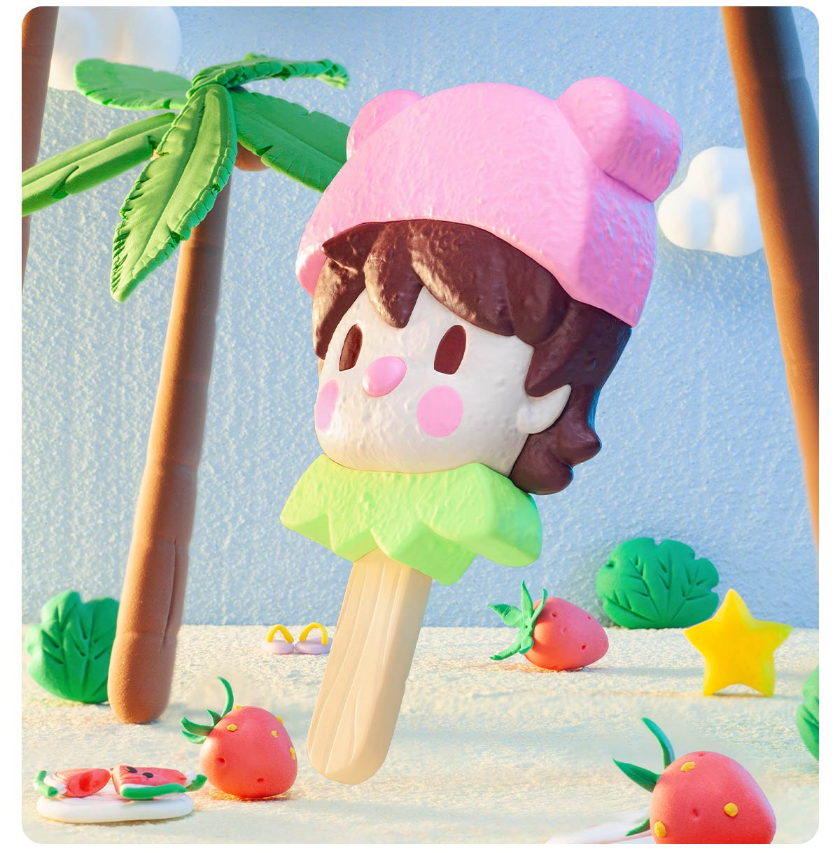Over＄99 Gift - Sweet Bean Strawberry Milk Chocolate Ice Cream Figure ...