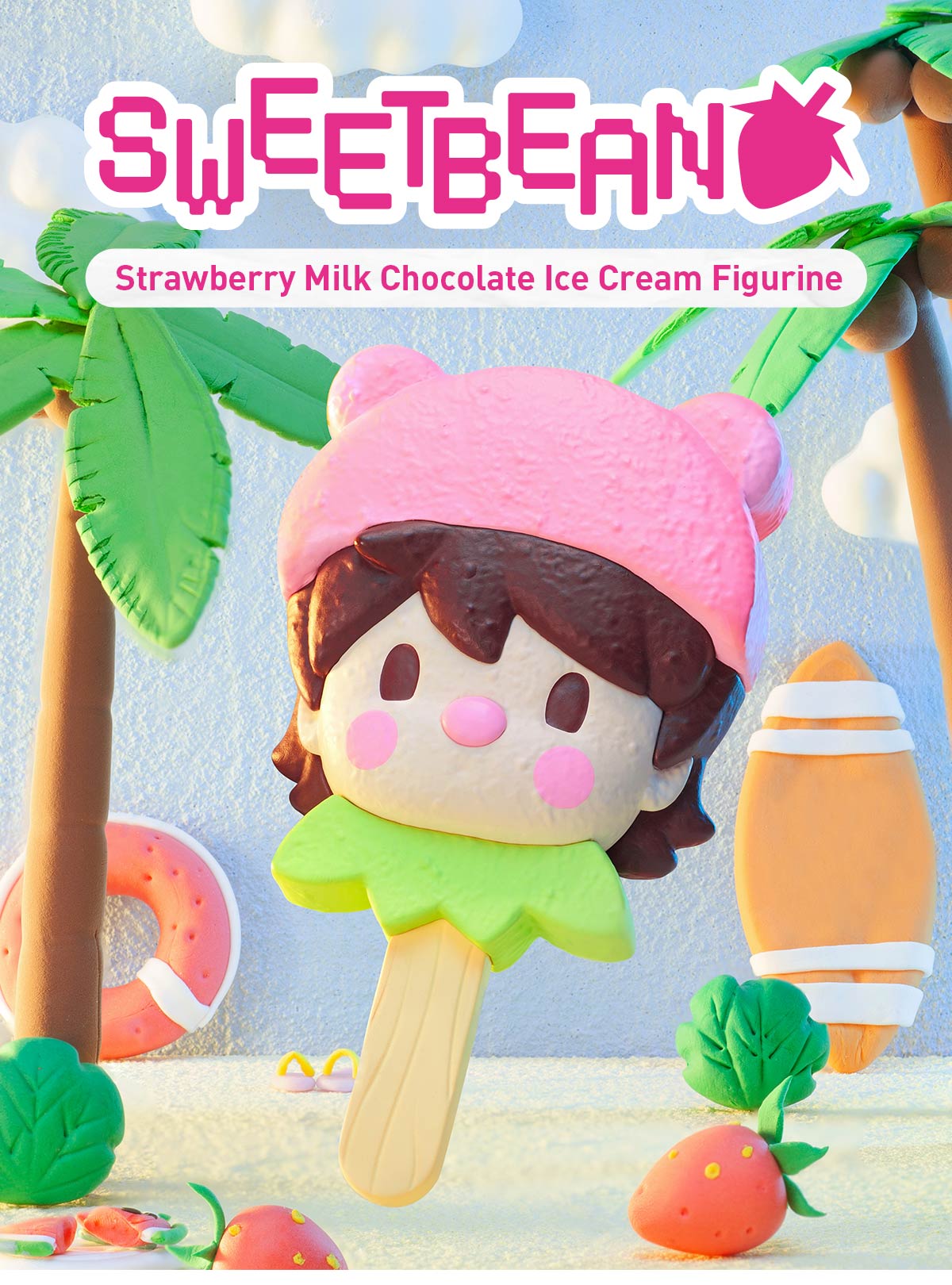Over＄99 Gift - Sweet Bean Strawberry Milk Chocolate Ice Cream Figure ...