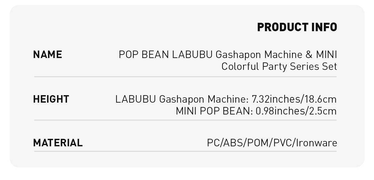 POP BEAN LABUBU Gashapon Machine & MINI Colorful Party Series Set | POP ...