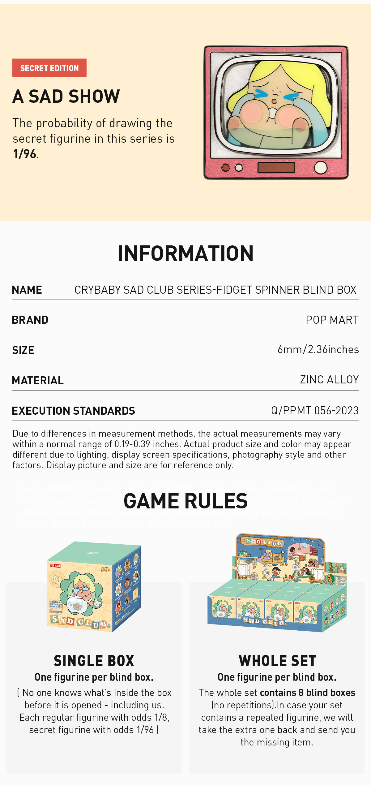 CRYBABY Sad Club Series-Fidget Spinner Blind Box | Blind Box - POP MART ...