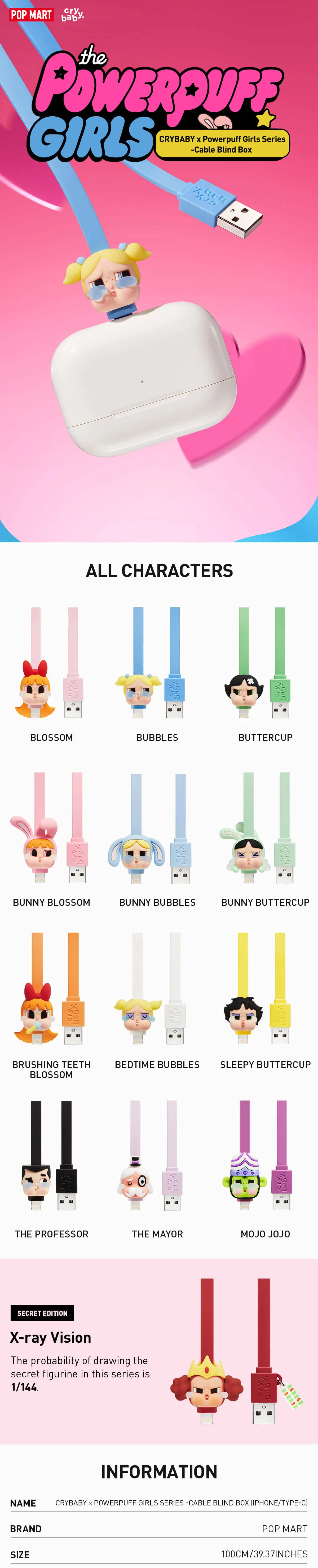CRYBABY x Powerpuff Girls Series-Cable Blind Box (iPhone) | Blind Boxes ...