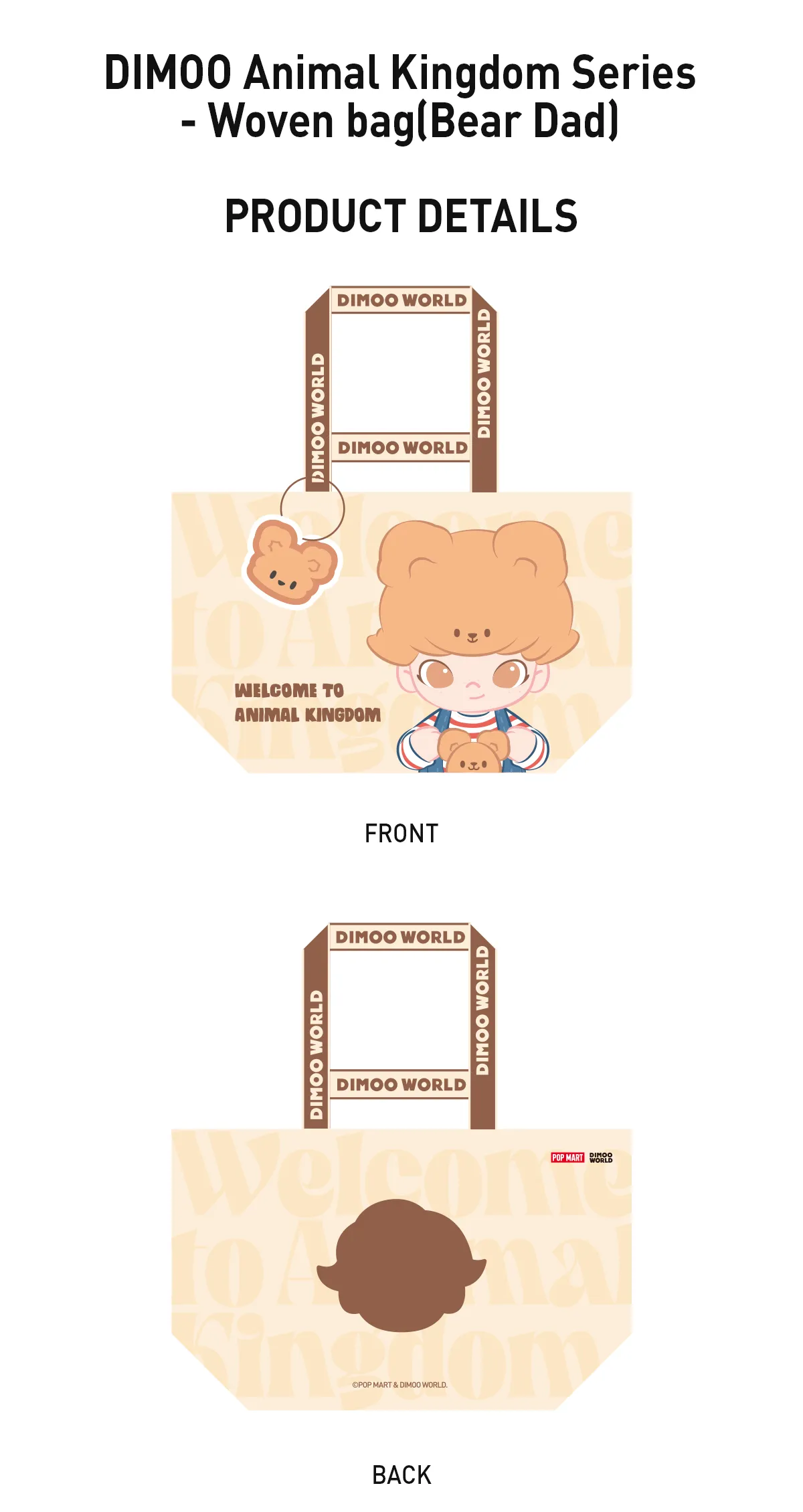 Over＄79 Gift-DIMOO Animal Kingdom Series-Woven bag(Bear Dad ...