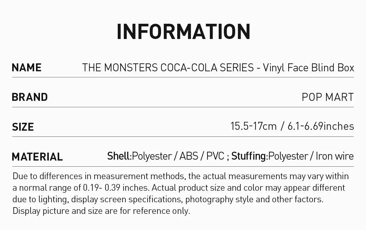 THE MONSTERS COCA-COLA SERIES-Vinyl Face Blind Box - POP MART (United ...