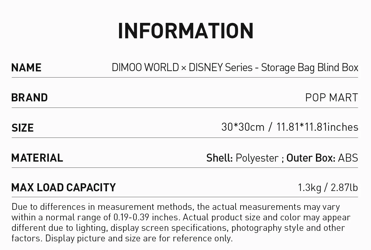 POP NOW:DIMOO WORLD × DISNEY Series-Storage Bag Blind Box - POP MART ...