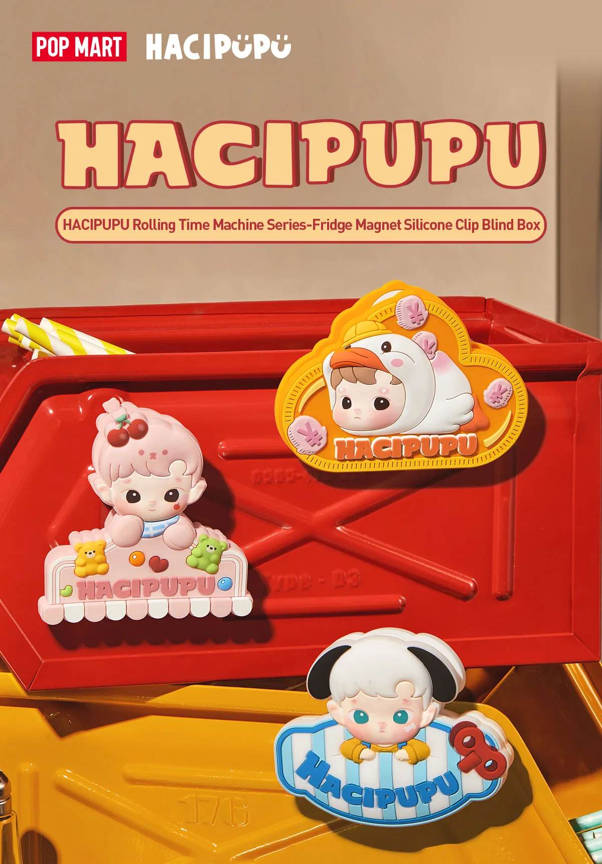 POP NOW:HACIPUPU Rolling Time Machine Series-Fridge Magnet Silicone ...