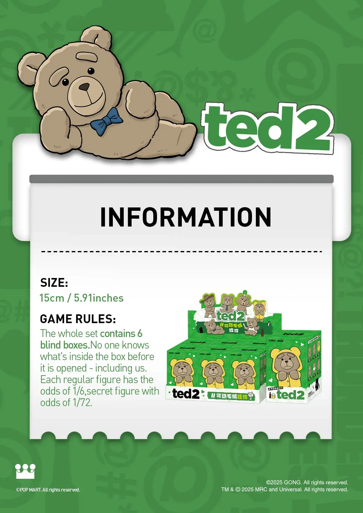 POP NOW:Ted2 Teddy Bear Action Plush Pendant - POP MART (Canada)