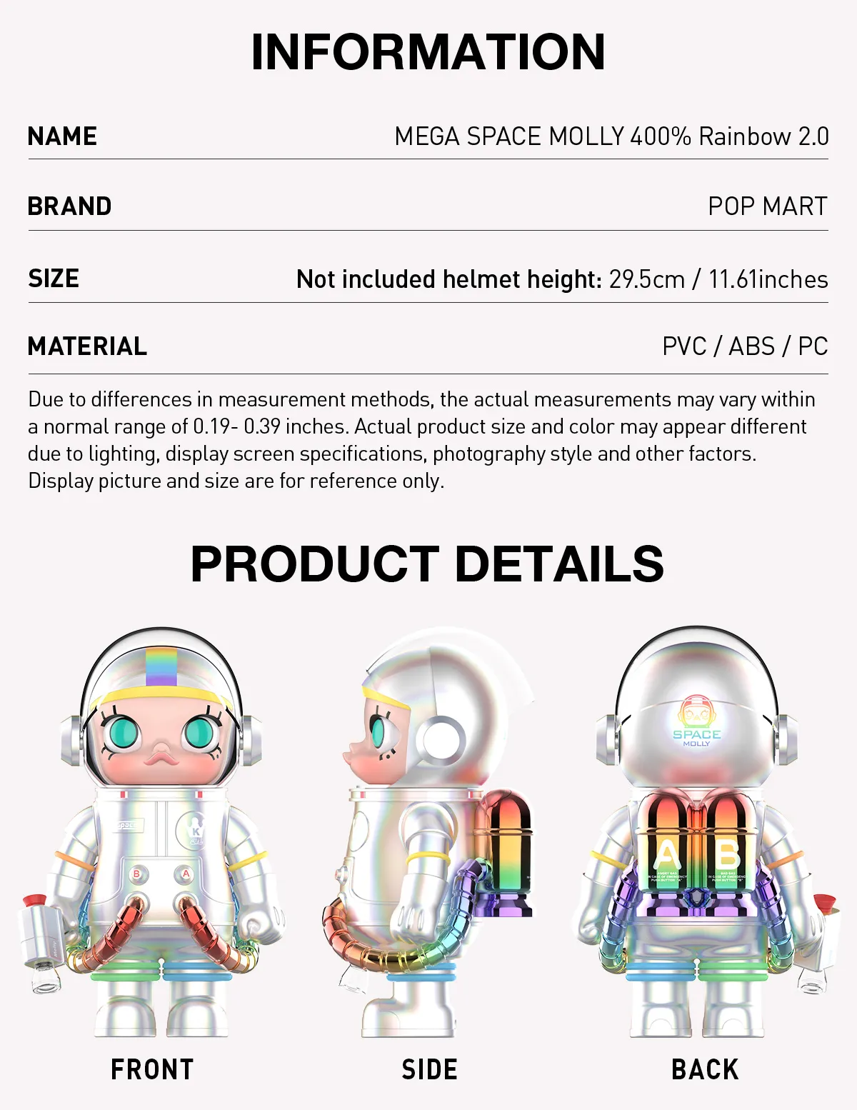 MEGA SPACE MOLLY 400% Rainbow 2.0 - POP MART (United States)