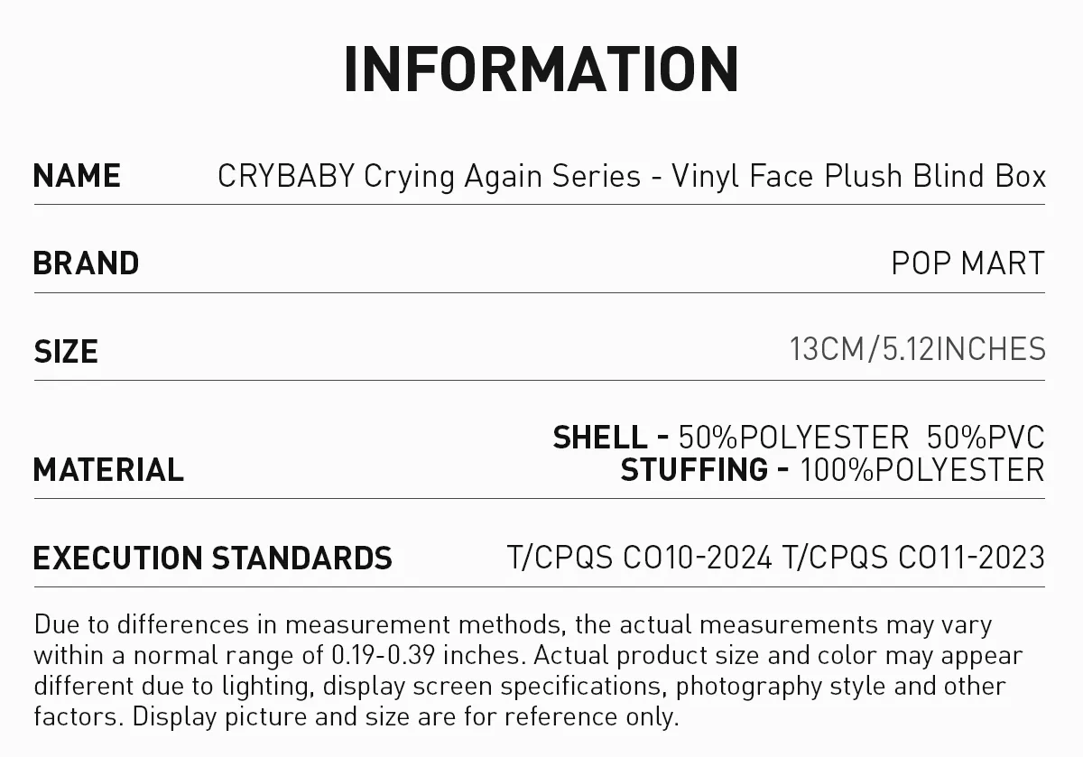 CRYBABY Crying Again Series-Vinyl Face Plush Blind Box - POP MART (Canada)