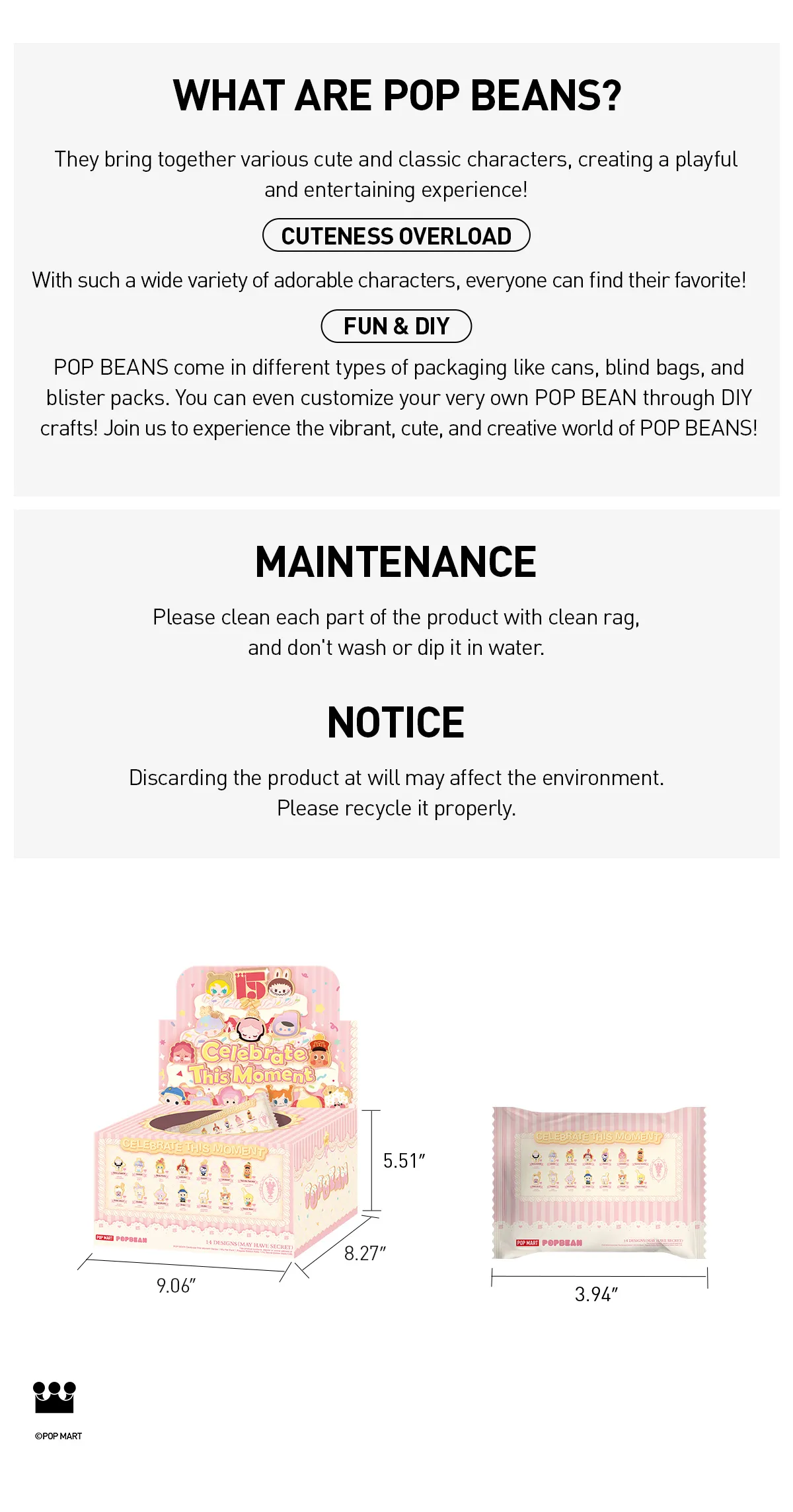 POP BEAN Celebrate This Moment Series（1Pc Per Pack） - POP MART (United ...
