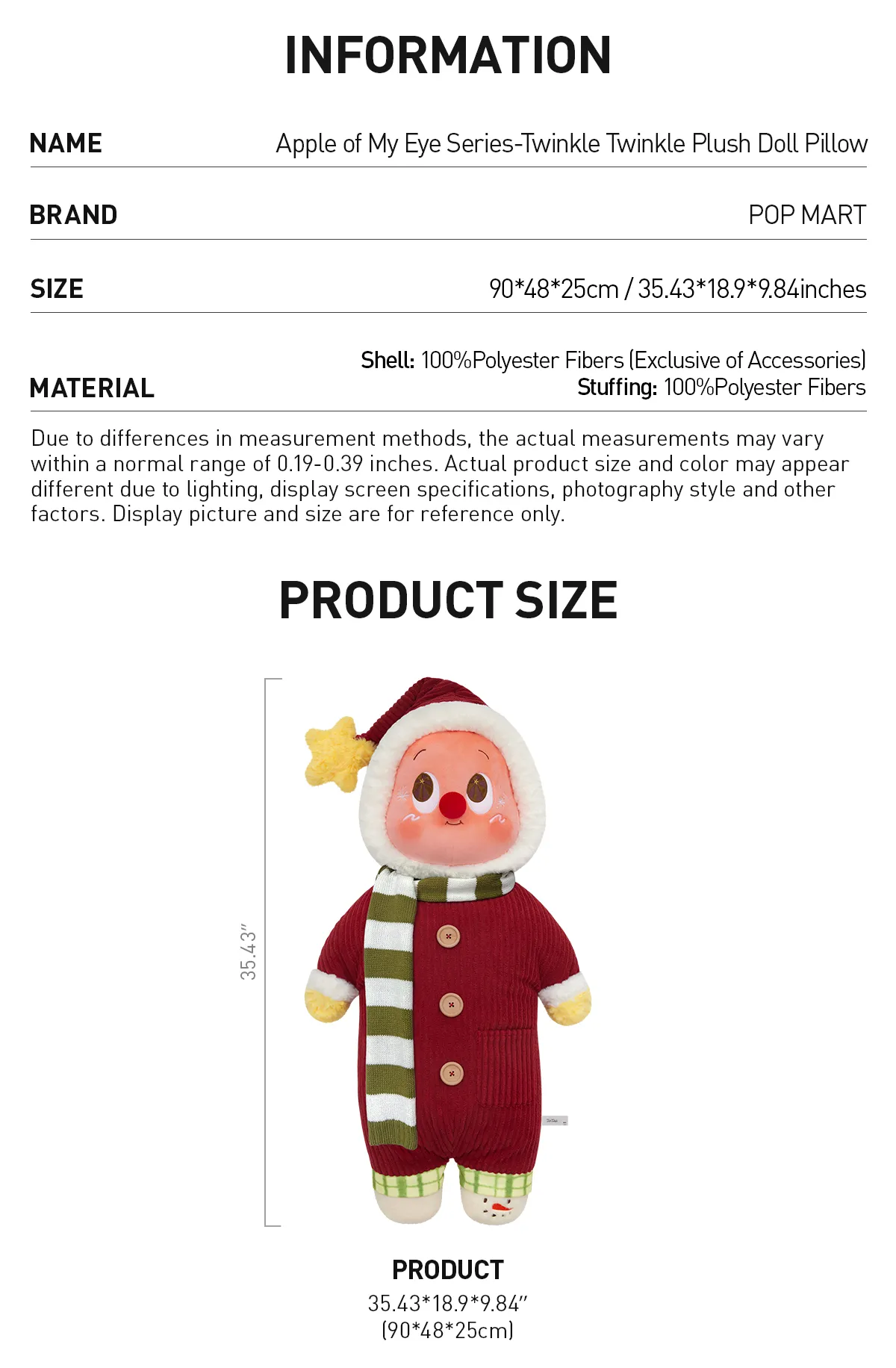 Apple of My Eye Series-Twinkle Twinkle Plush Doll Pillow - POP MART ...