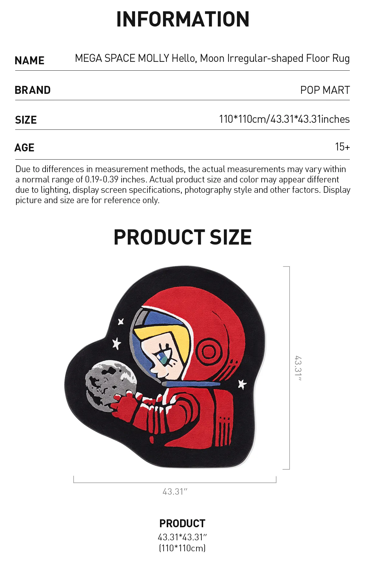 MEGA SPACE MOLLY Hello, Moon Irregular-shaped Floor Rug - POP MART (Canada)