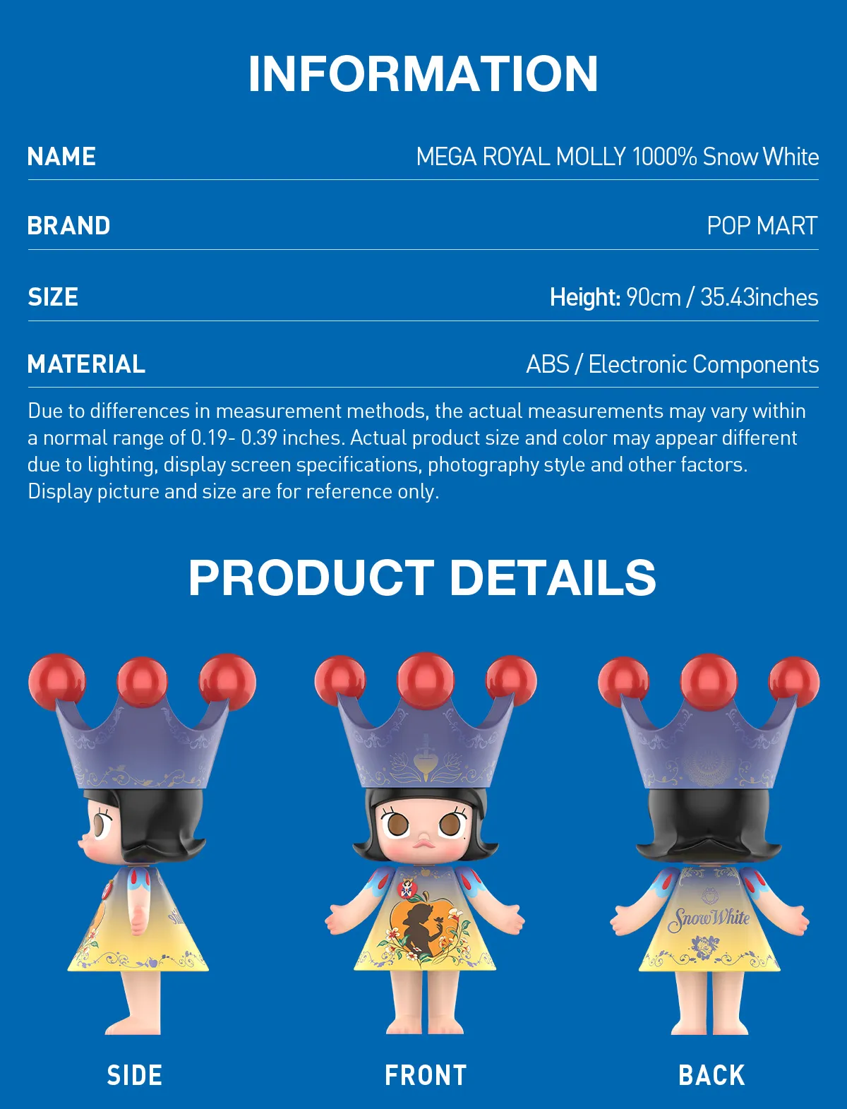 MEGA ROYAL MOLLY 1000% Snow White - POP MART (United States)