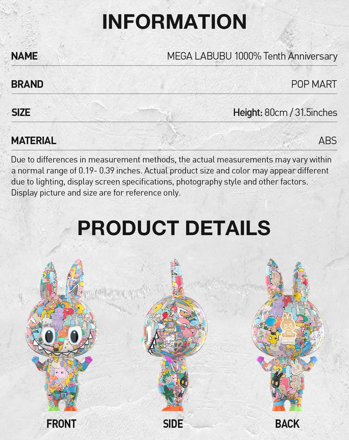MEGA LABUBU 1000% Tenth Anniversary - POP MART (United States)