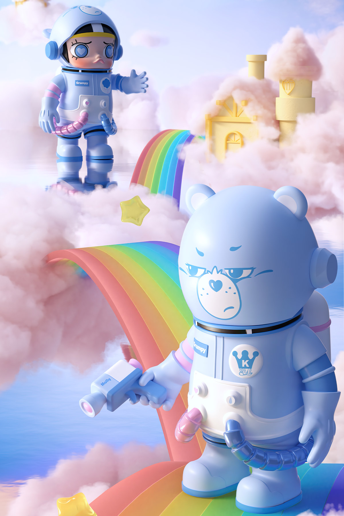 MEGA SPACE MOLLY 400%+100% Grumpy Bear - Mega 400% - POP MART (United ...